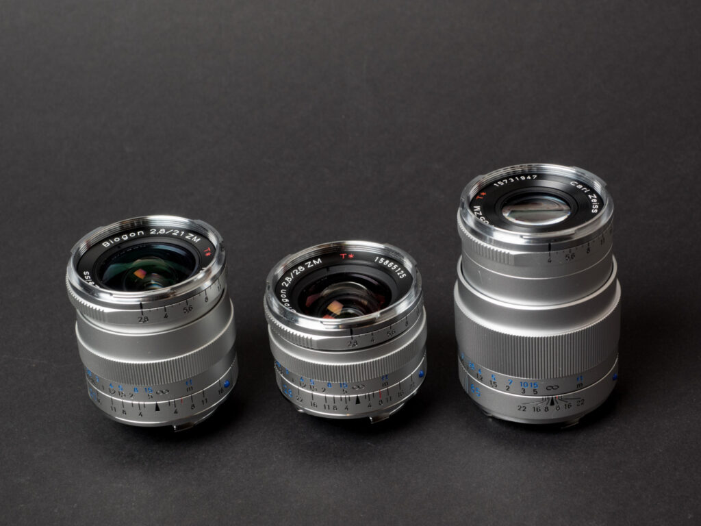 Zeiss ZM lens for M-Mount: Biogon 21, Biogon 28, Tele-Tessar 85